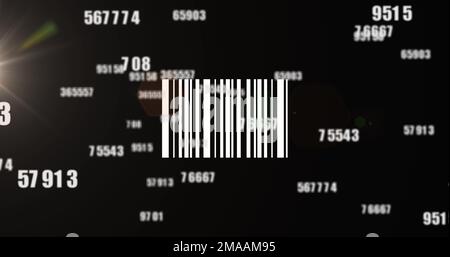 Image of bar code over data processing on black background Stock Photo ...