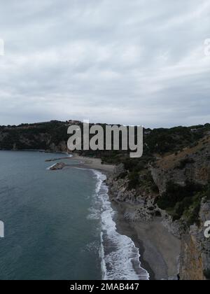 An aerial vertical view of a cliffy seashore Stock Photo - Alamy