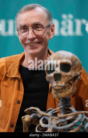 Swedish scientist Svante Paabo poses outside the Max Planck Institute ...