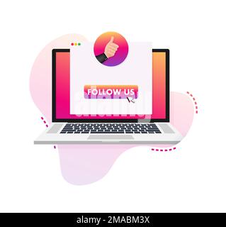 Follow us. Hand click icon. Finger click icon. Vector stock ...