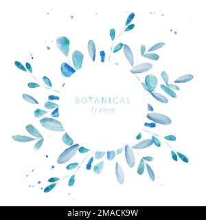 Herbal minimalistic vector frame. Hand painted branches on white ...