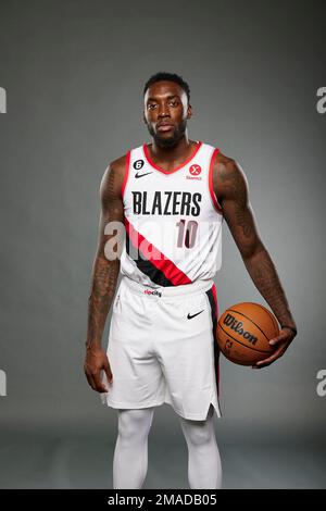 Portland Trail Blazers forward Nassir Little (9) and Denver Nuggets ...