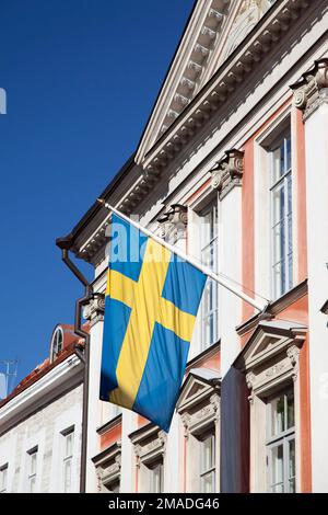 swedish flag flying on a building Stock Photo - Alamy