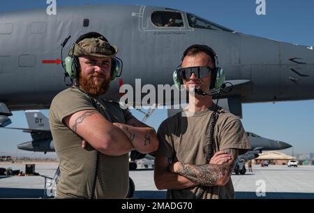 Senior Airman Tristan Austin, a crew chief assigned to the 7th Bomb Wing, Dyess Air Force Base ...