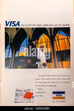 VISA card advertisement placed inside a NatGeo magazine, July 1990 ...