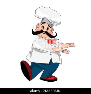 Chef presenting restaurant menu on board. Food concept cartoon vector ...