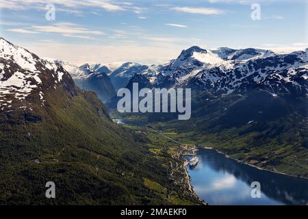 The majestic views over the Fjords and Olden from the top of the Loen ...