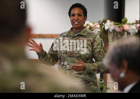 Chaplain (Capt.) Kimberly Hall, installation chaplain, speaks to ...