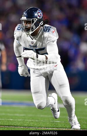 Tennessee Titans defensive lineman Denico Autry runs across the field ...