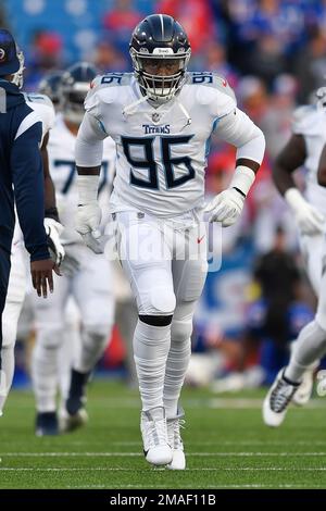 Tennessee Titans defensive lineman Denico Autry runs across the field ...