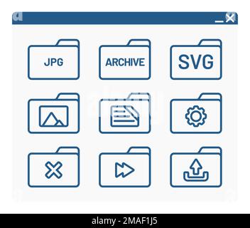 desktop interface window with folders line icon isolated simple ui vector flat illustration ...