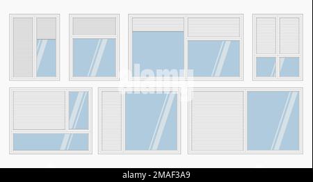 apartment white window frames set isolated vector flat illustration ...