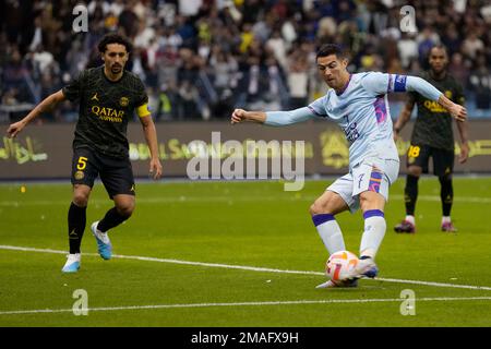 Cristiano Ronaldo of Al-Nassr FC reacts against Al-Raed FC during their ...