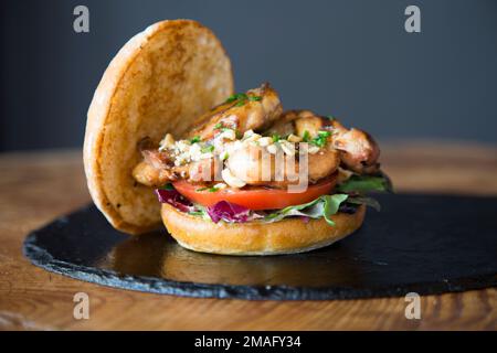 Authentic top quality American Chicken Burger Stock Photo - Alamy
