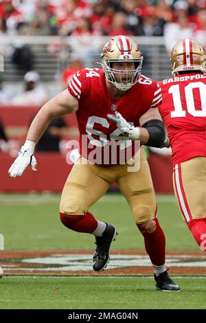 San Francisco 49ers center Jake Brendel (64 )in action during an NFL ...