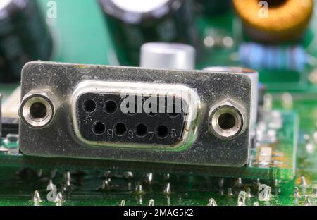 Female serial Port called RS232 to transfer data in the device Stock ...
