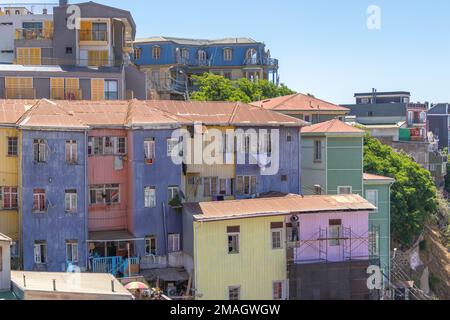 Valparaiso, Chile - Dec 5, 2022: View of poor old houses in central ...