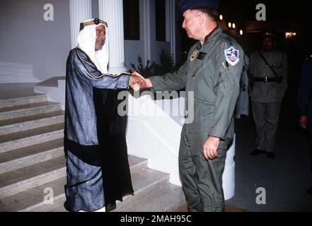 Shaikh Isa Bin Sulman Al-Khalifa, the emir of Bahrain, presents the ...