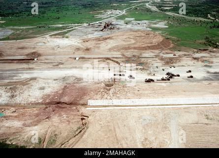 An aerial view of part of an Iraqi airfield being repaired by members ...