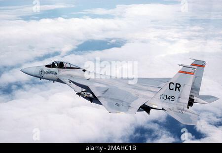 An air-to-air left side view of a 32nd Tactical Fighter Squadron (TFS ...