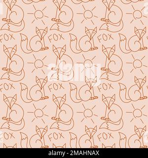 Fox in line art and abstract icon. Fox wall art decoration design ...