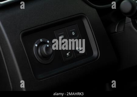 Windshield defrost button. Modern car interior details. Windshield ...