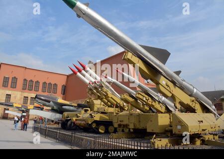 Cairo, Egypt, January 7 2023: SAM 2 USSR missiles elevated on truck ...
