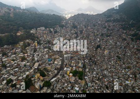 A bird's eye view of the Rocihna neighborhood in Rio de Janeiro, Brazil ...