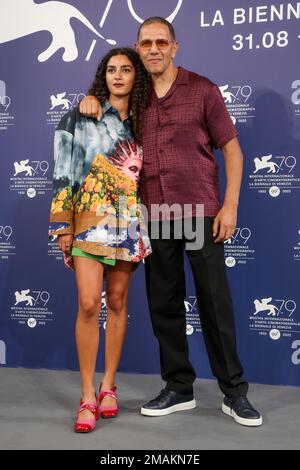 Nina Zem, left, and director Roschdy Zem pose for photographers at the ...
