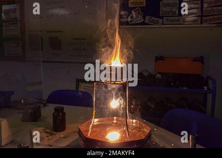 A thermite reaction (iron (III) oxide & aluminium powder) in a UK ...