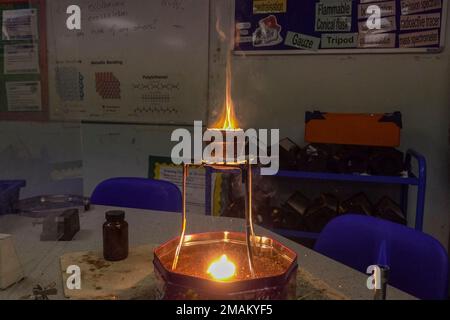A thermite reaction (iron (III) oxide & aluminium powder) in a UK ...