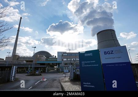 FILE -- Exterior view of the RWE nuclear power plant 'Emsland' in ...