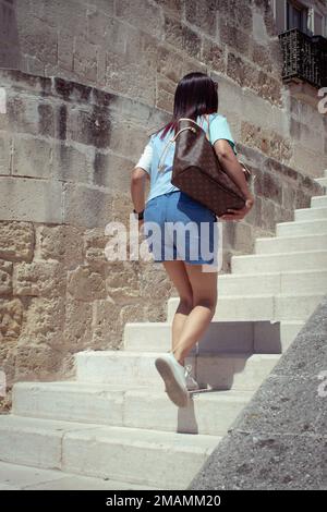 People enjoying daily life and sights in the Italian town of Matera ...