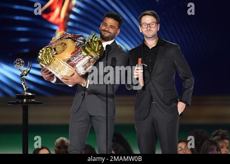 EXCLUSIVE - Ryan Broussard, left, and James Caverly speak on stage during night two of the ...