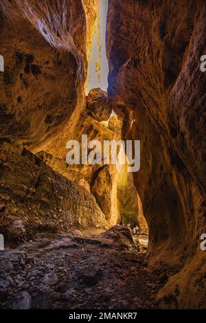 A deep crevice in the rock formations at Red Rock Canyon National ...