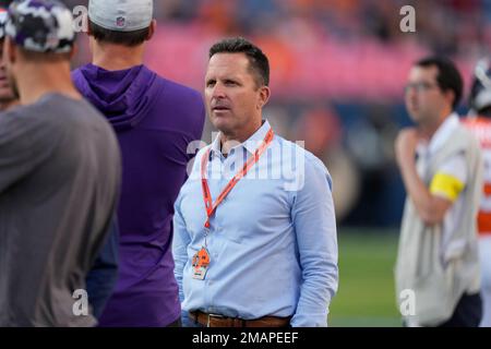 Denver Broncos general manager George Paton during an NFL preseason ...