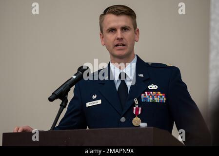 U.S. Air Force Maj. Bryngel Erickson, outgoing 435th Supply Chain ...