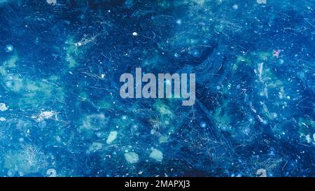 Aerial view of mucilage on the sea. Dirty sea with toxic poisonous ...