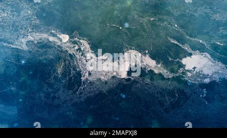 Aerial view of mucilage on the sea. Dirty sea with toxic poisonous ...