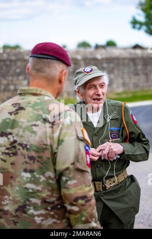 U.S. Army Veteran Robert Heurgue tours his old drop zone with Maj. Gen ...