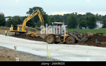 A construction crew works near the new Intel semiconductor ...