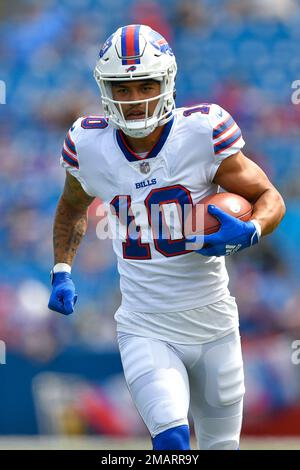 Buffalo Bills wide receiver Khalil Shakir (10) runs with the ball after ...