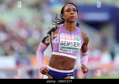 Cindy Sember, of Great Britain, wins a Women's 100 meters hurdles ...