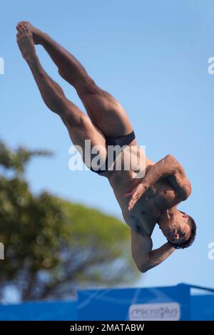 Jordan Houlden of Britain dives during the men's 3m springboard final ...