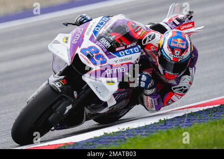 Spain's rider Jorge Martin of the Pramac Racing steers his motorcycle ...