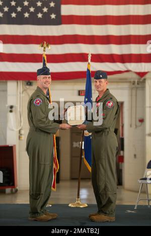 Col. Philip J. Colomy, 192nd Operations Group commander, passes the ...