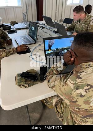 The soldiers from the 1st BN 309th REG are completing the VBS3 (Virtual ...