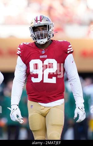 San Francisco 49ers' Kerry Hyder Jr., left, and Drake Jackson take part ...