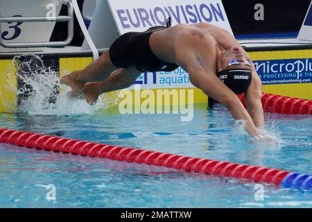 Thomas Ceccon of Italy competes in the 50m Backstroke Men Heats during ...