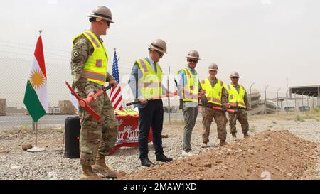 Colonel Brian Ducote (near), the Commander for Task Force Warrior, and ...
